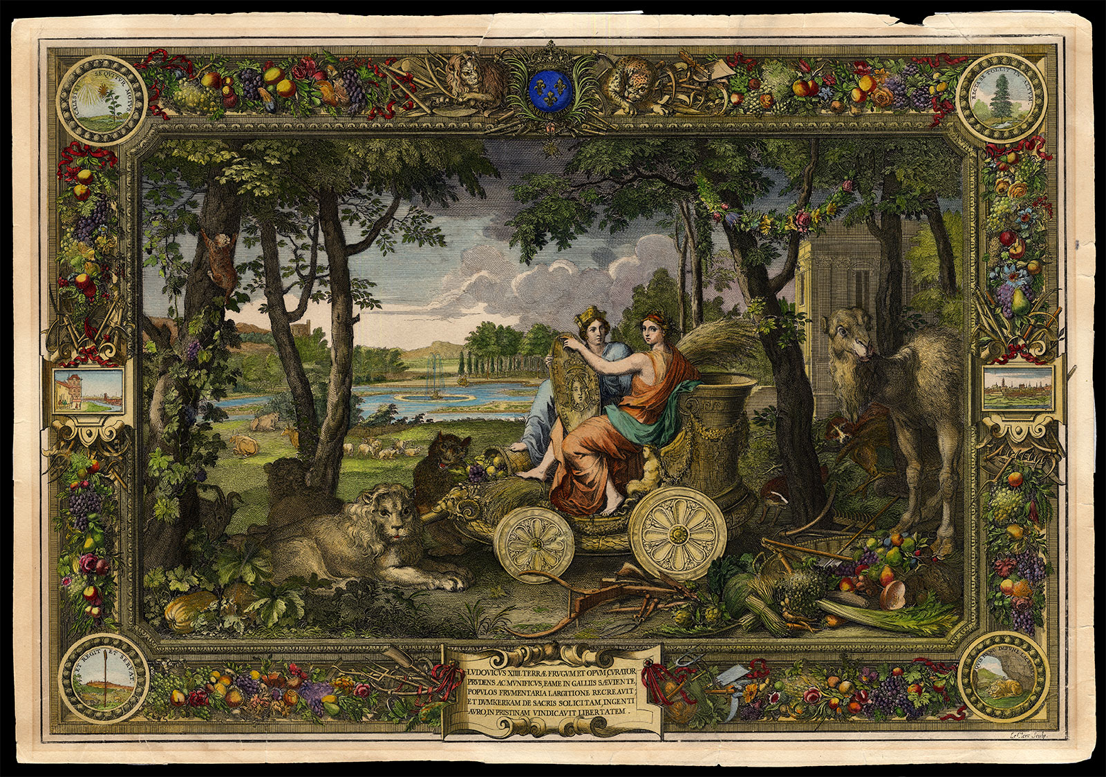Antique Master Print-CYBELE-CERES-CAMEL-LION-LOUIS XIV-Leclerc-le Brun ...