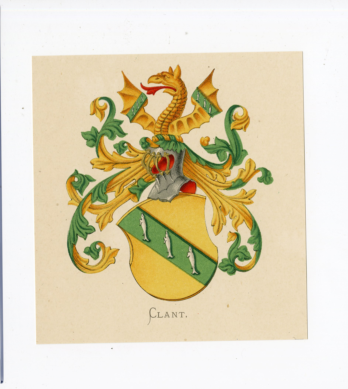 Antique Print - CLANT-COAT OF ARMS-FAMILY CREST-WENNING after ...