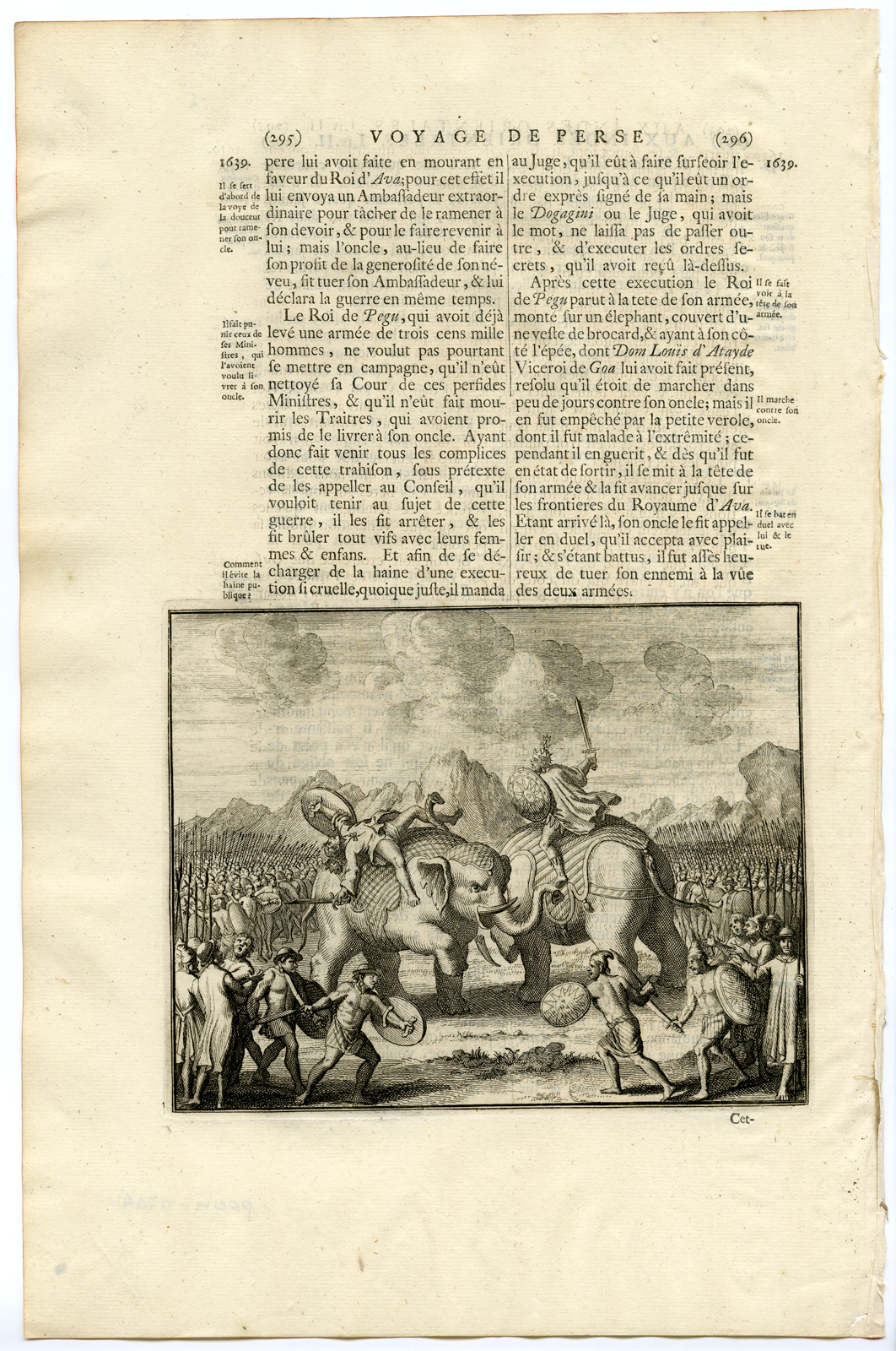 INDIA-MUGHAL EMPIRE-BATTLE-FIGHT-ELEPHANTS-SWORD [After DE MANDELSLO ...