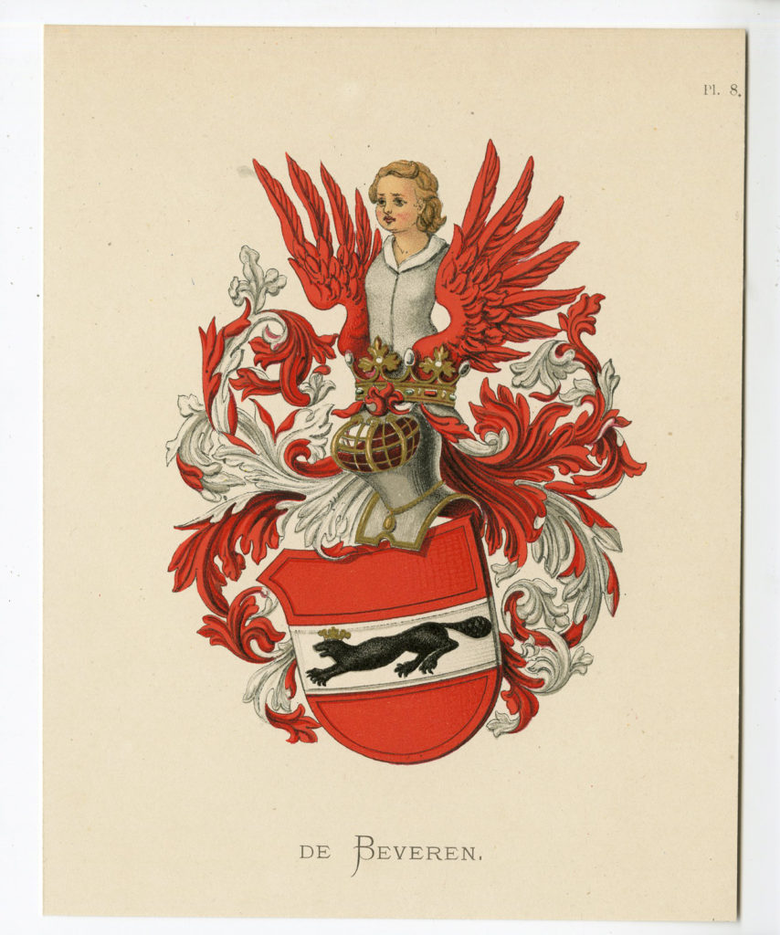 Antique Print - DE BEVEREN-COAT OF ARMS-FAMILY CREST-WENNING after ...