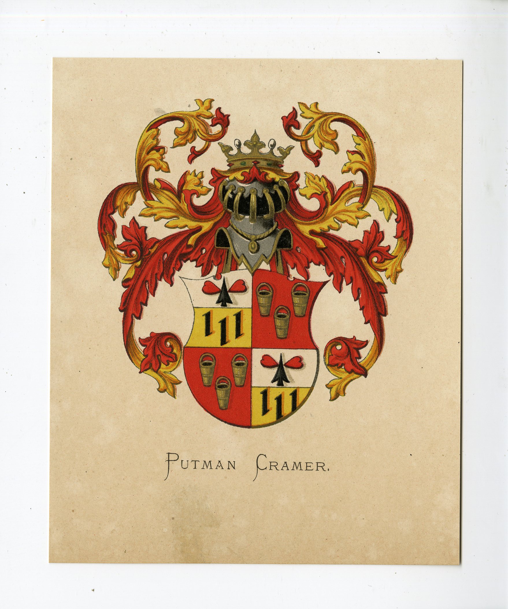 Antique Print - PUTMAN CRAMER-COAT OF ARMS-FAMILY CREST-WENNING after ...