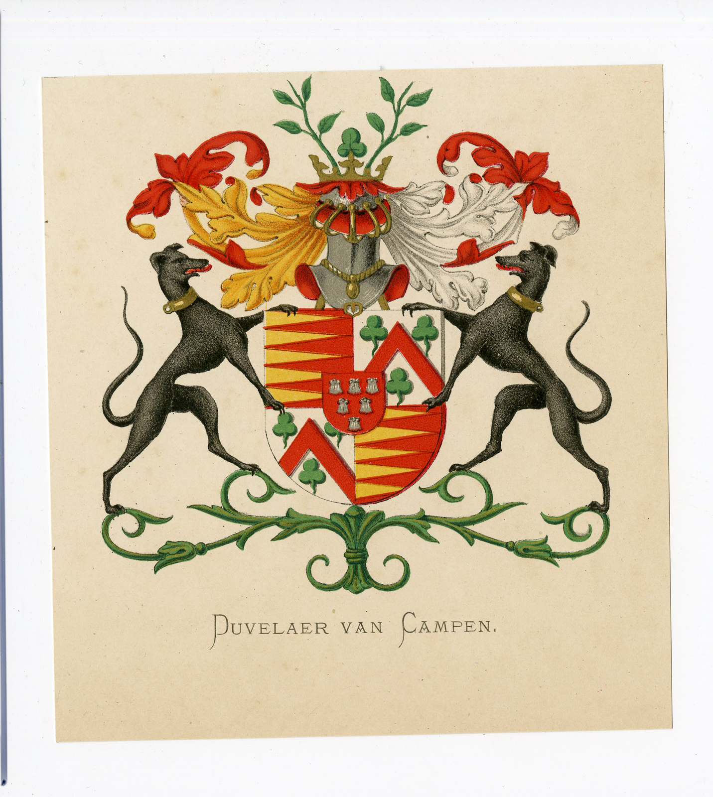 Antique Print - DUVELAER VAN CAMPEN-COAT OF ARMS-FAMILY CREST-WENNING ...