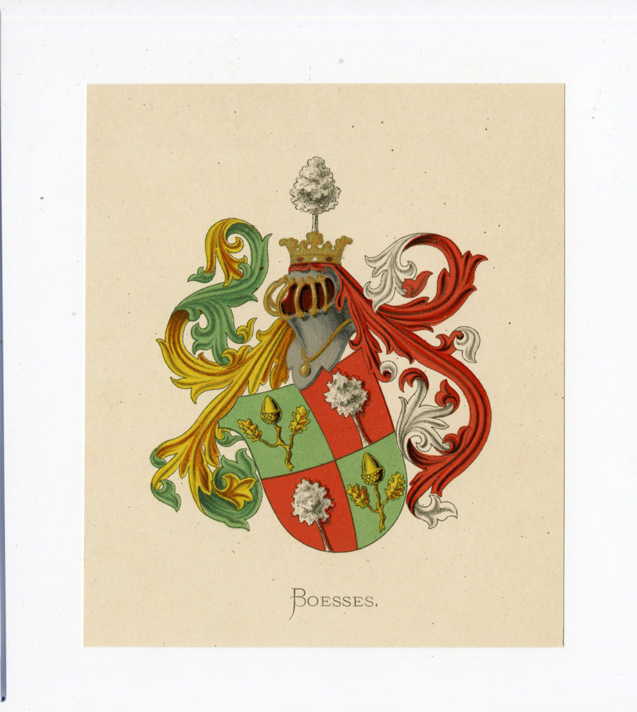 Antique Print - BOESSES-COAT OF ARMS-FAMILY CREST-WENNING after ...