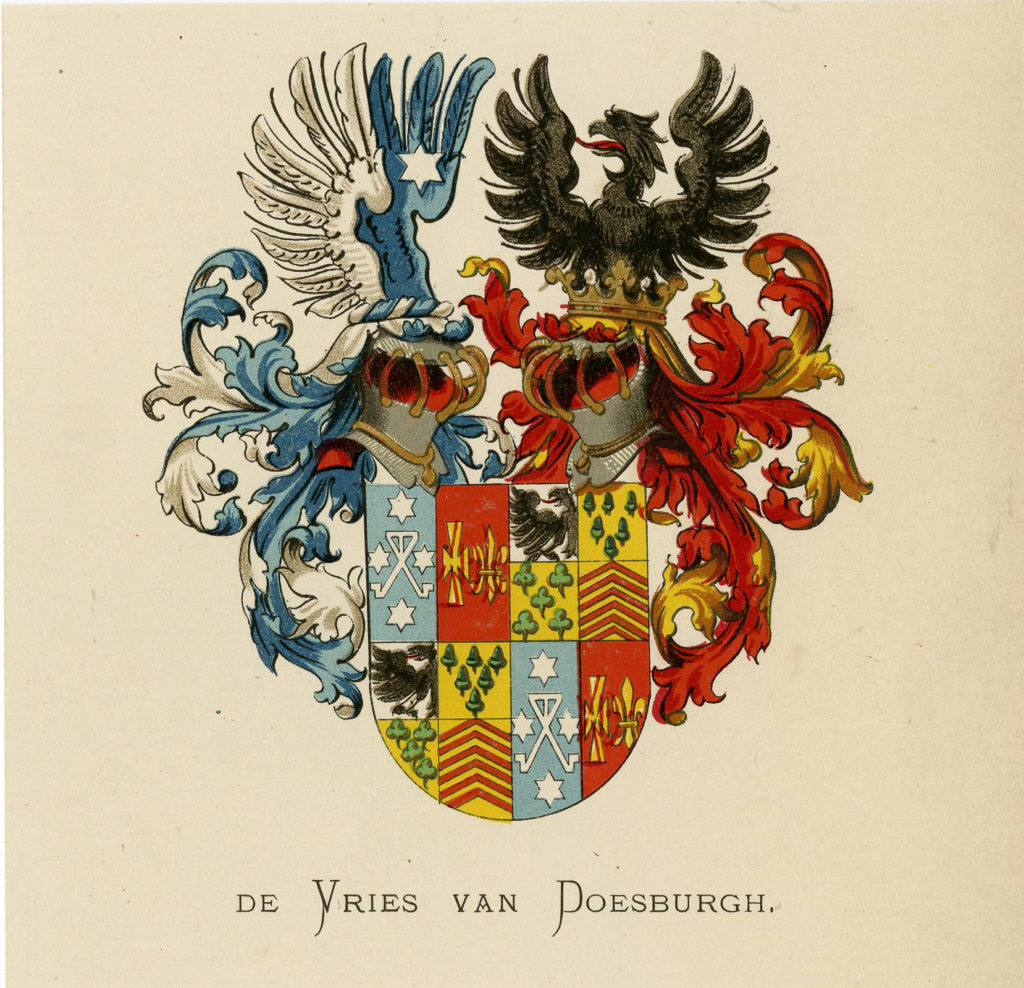 Antique Print - DE VRIES VAN DOESBURGH-COAT OF ARMS-FAMILY CREST ...