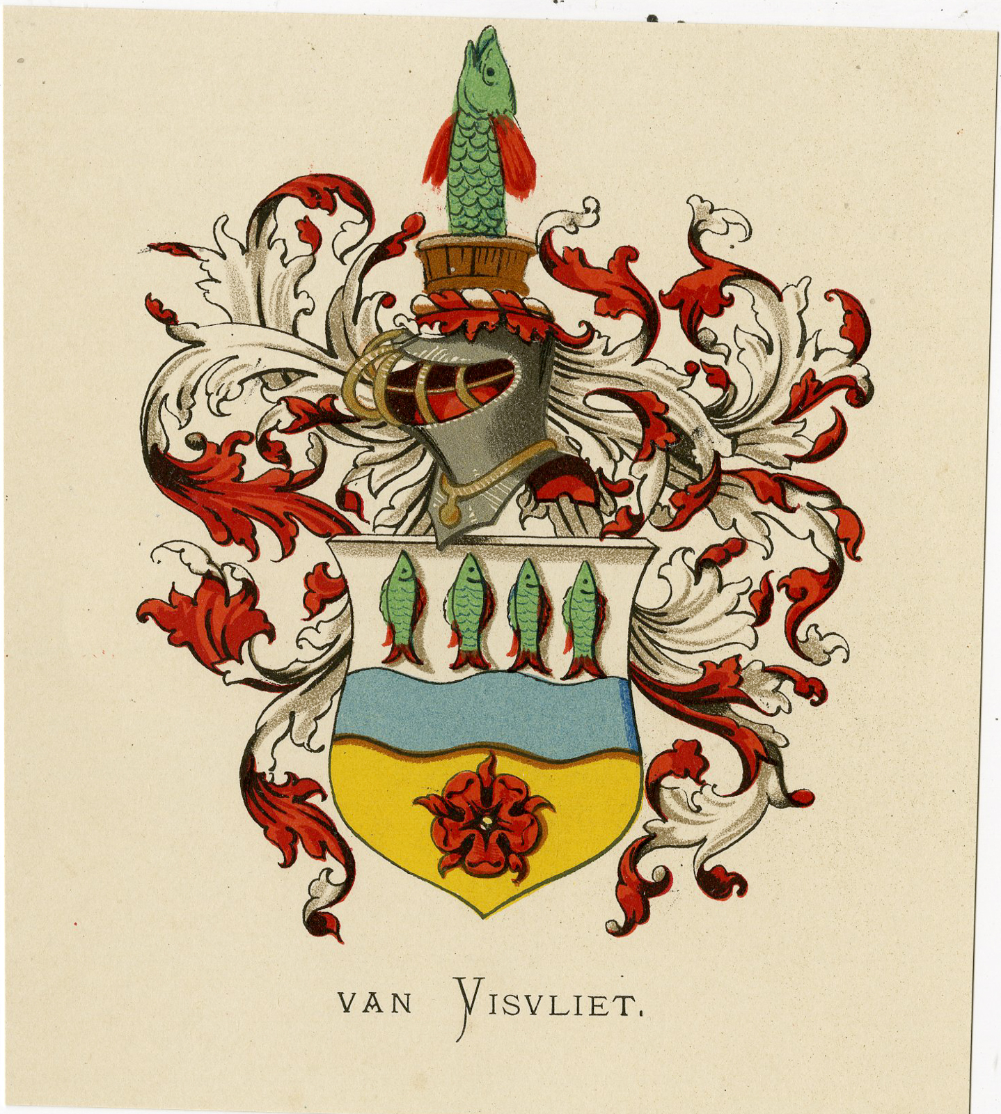 Antique Print - VAN VISVLIET-COAT OF ARMS-FAMILY CREST-WENNING after ...