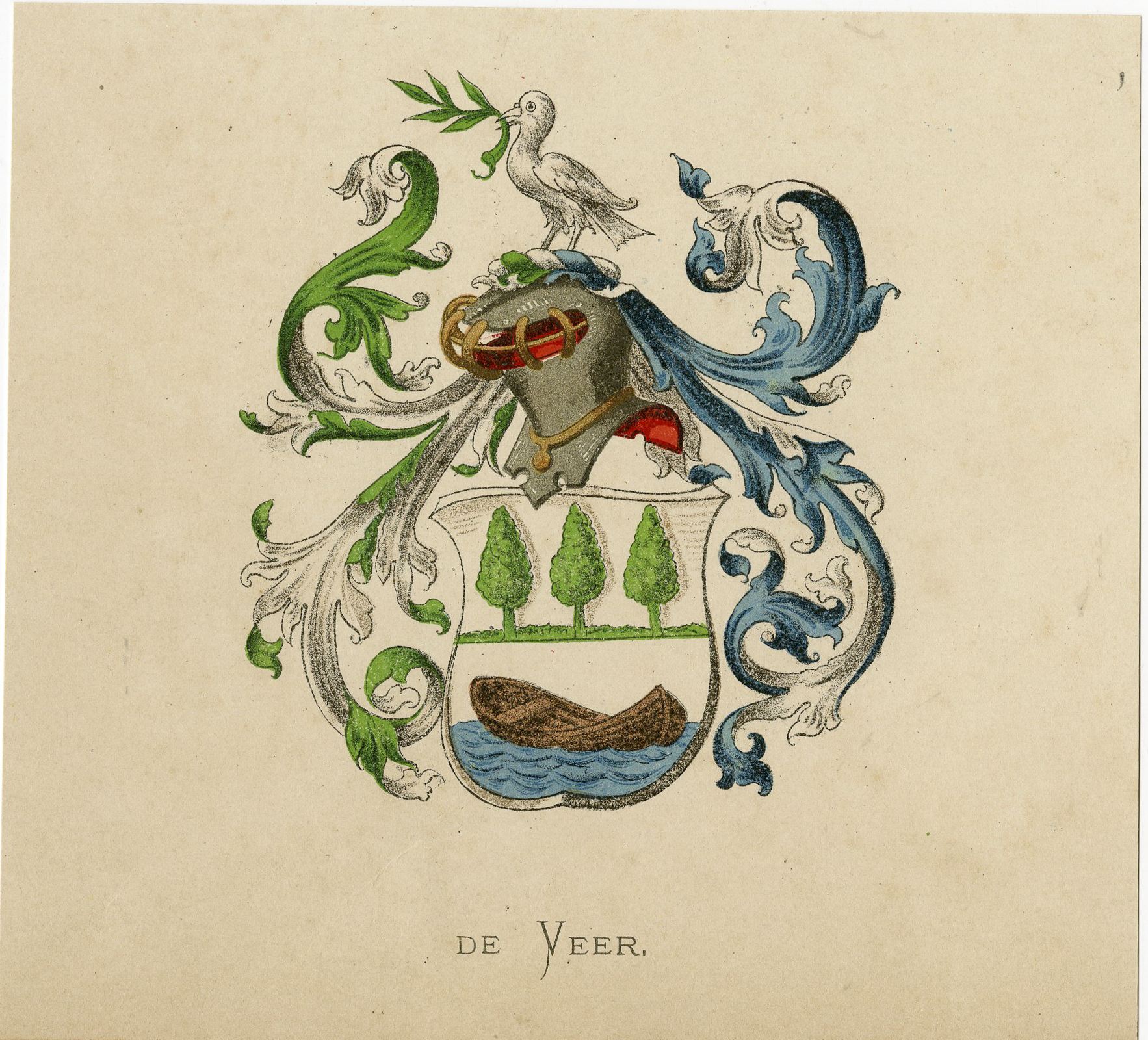 Antique Print - DE VEER-COAT OF ARMS-FAMILY CREST-WENNING after ...
