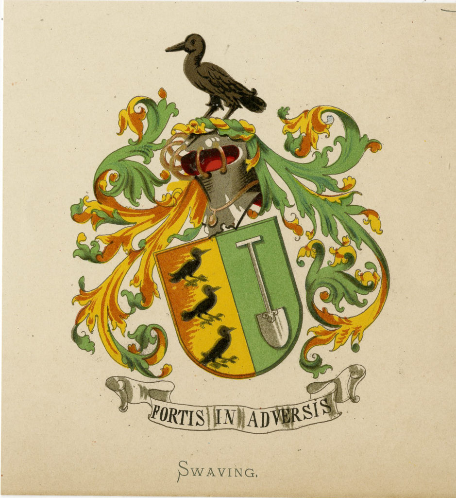 Antique Print - SWAVING-COAT OF ARMS-FAMILY CREST-WENNING after ...
