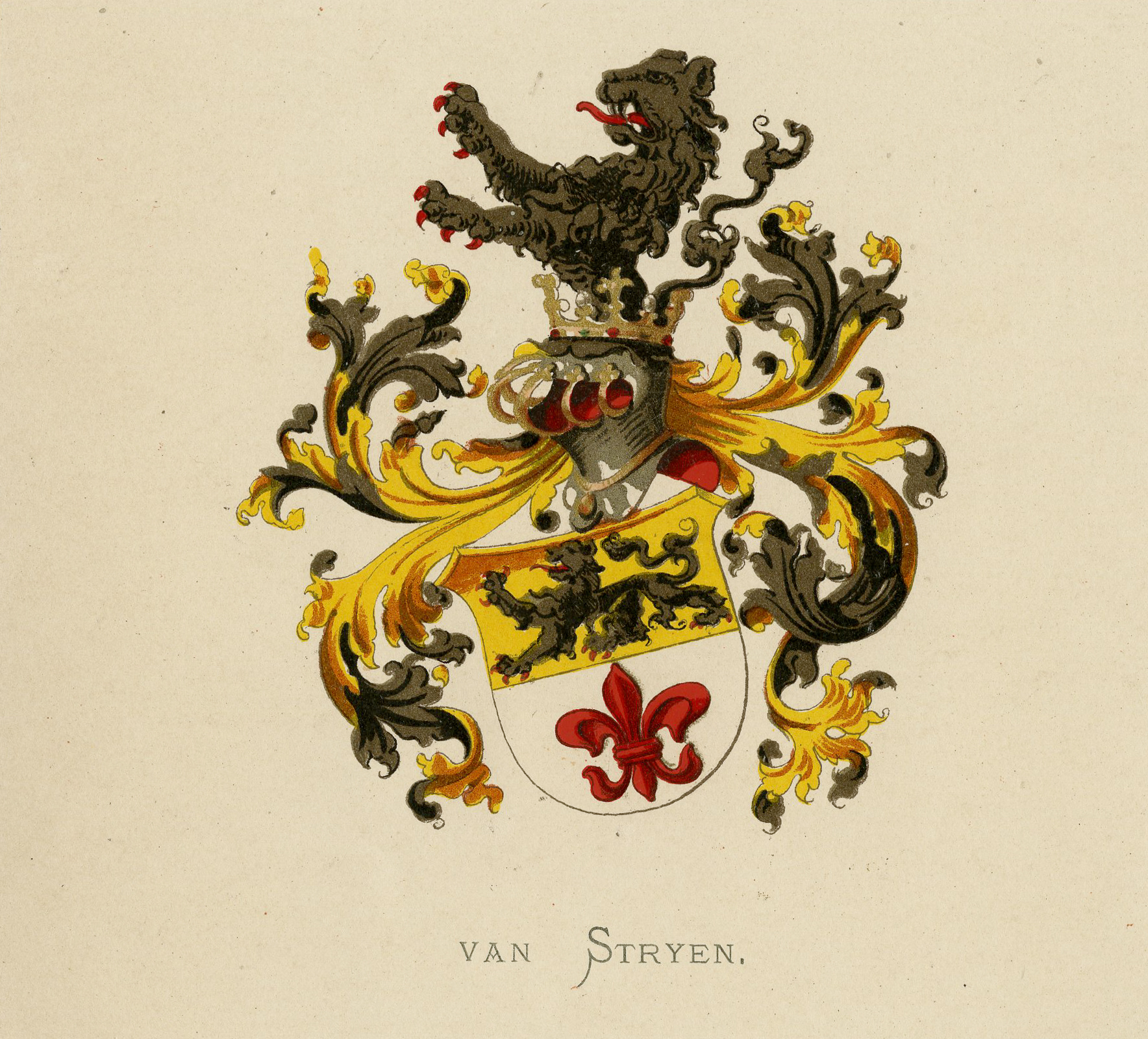 Antique Print - VAN STRYEN-COAT OF ARMS-FAMILY CREST-WENNING after ...