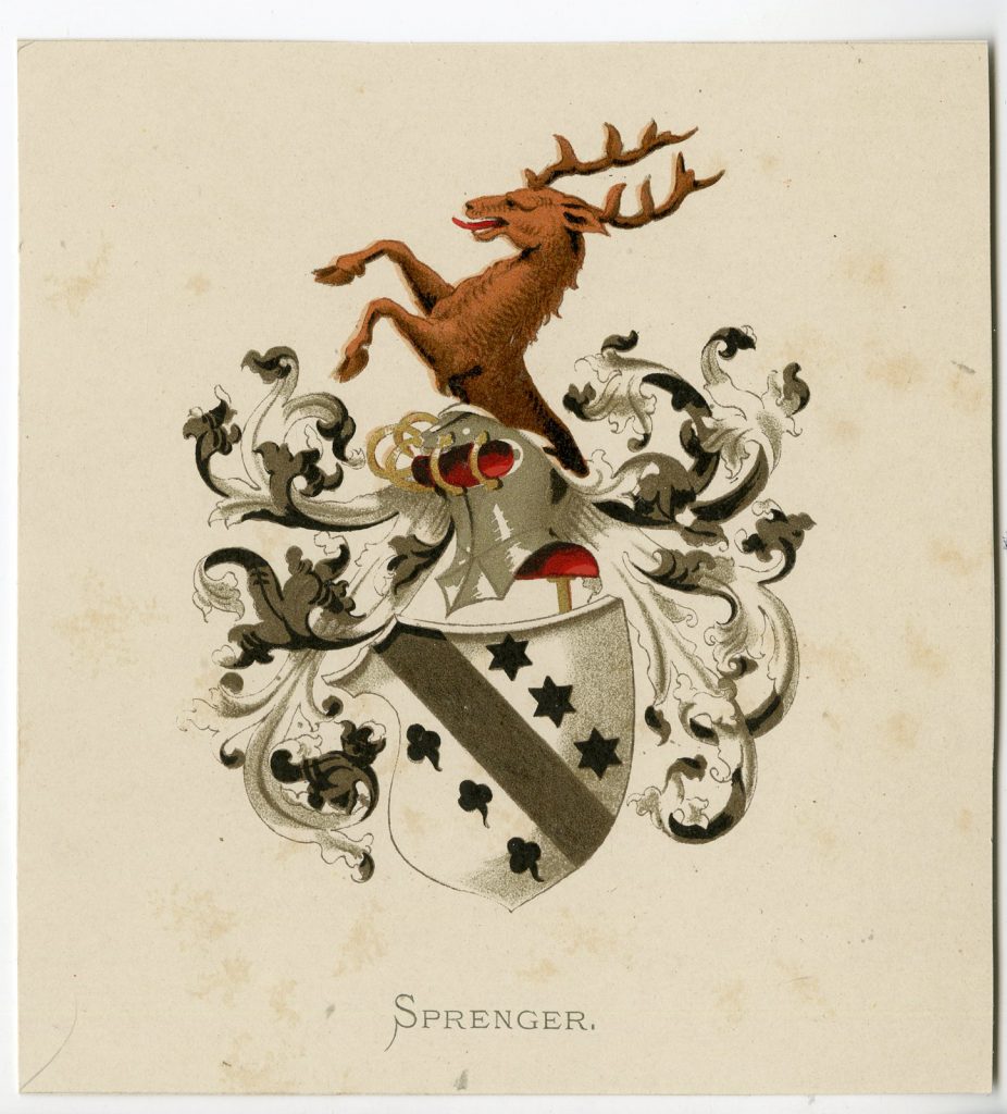 Antique Print - SPRENGER-COAT OF ARMS-FAMILY CREST-WENNING after ...
