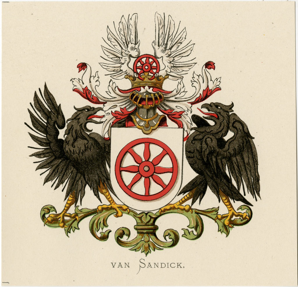 Antique Print - VAN SANDICK-COAT OF ARMS-FAMILY CREST-WENNING after ...