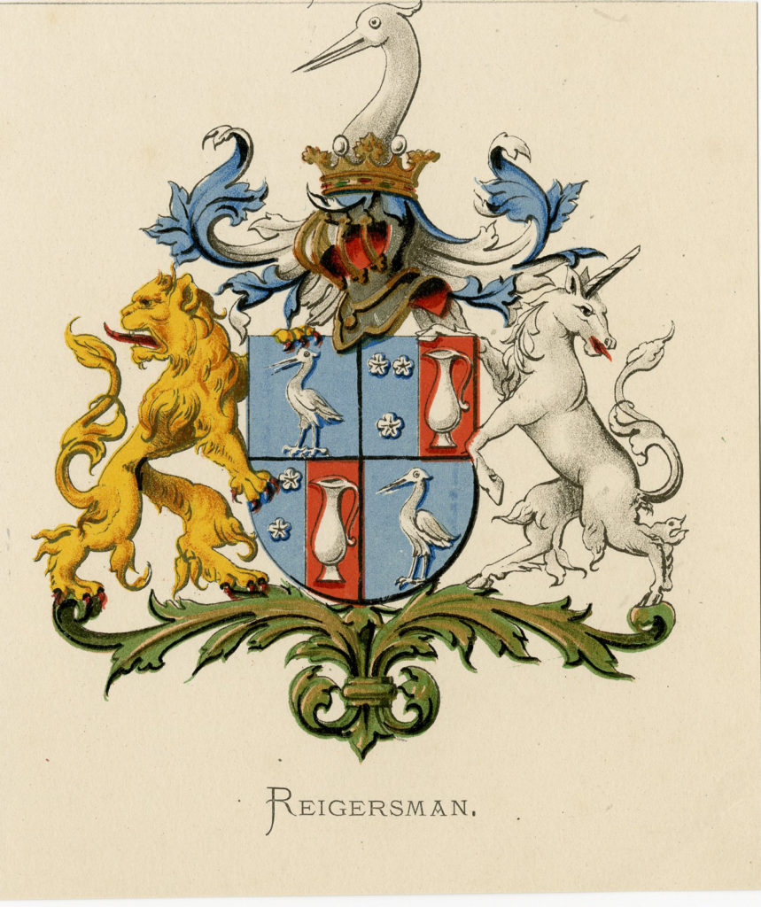 Antique Print - REIGERSMAN-COAT OF ARMS-FAMILY CREST-WENNING after ...