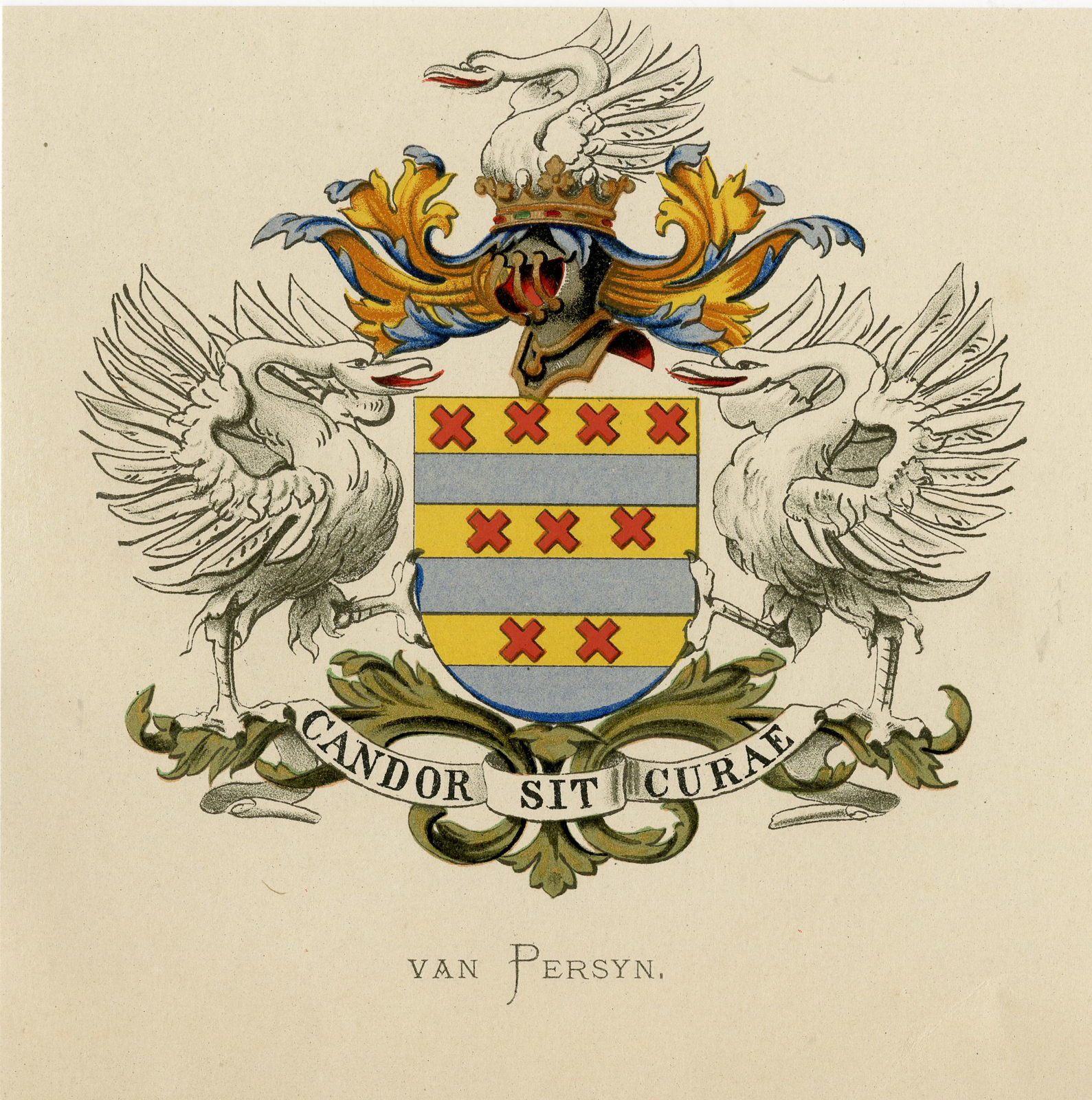 Antique Print - VAN PERSYN-COAT OF ARMS-FAMILY CREST-WENNING after ...