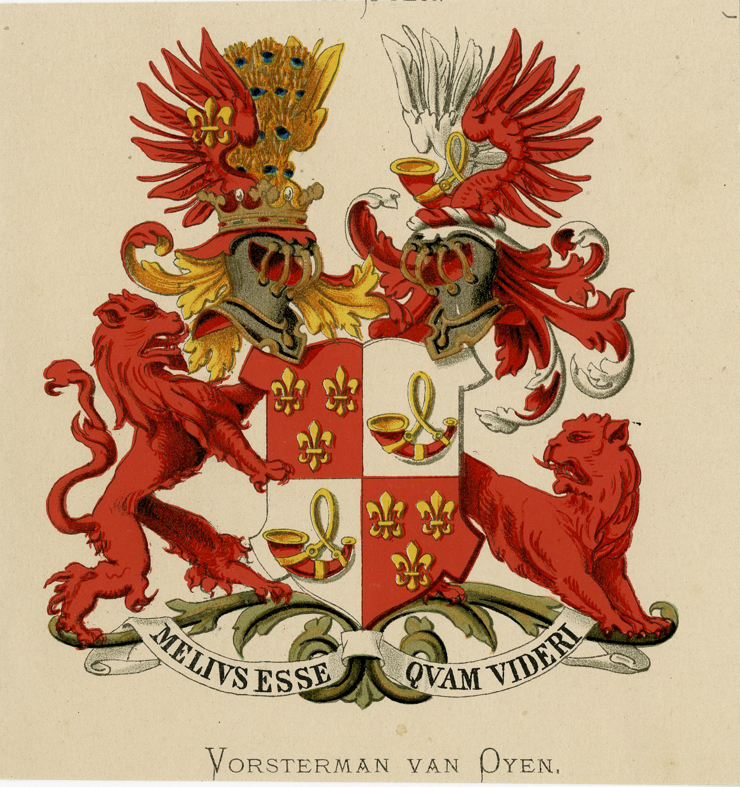 Antique Print - VORSTERMAN VAN OYEN-COAT OF ARMS-FAMILY CREST-WENNING ...