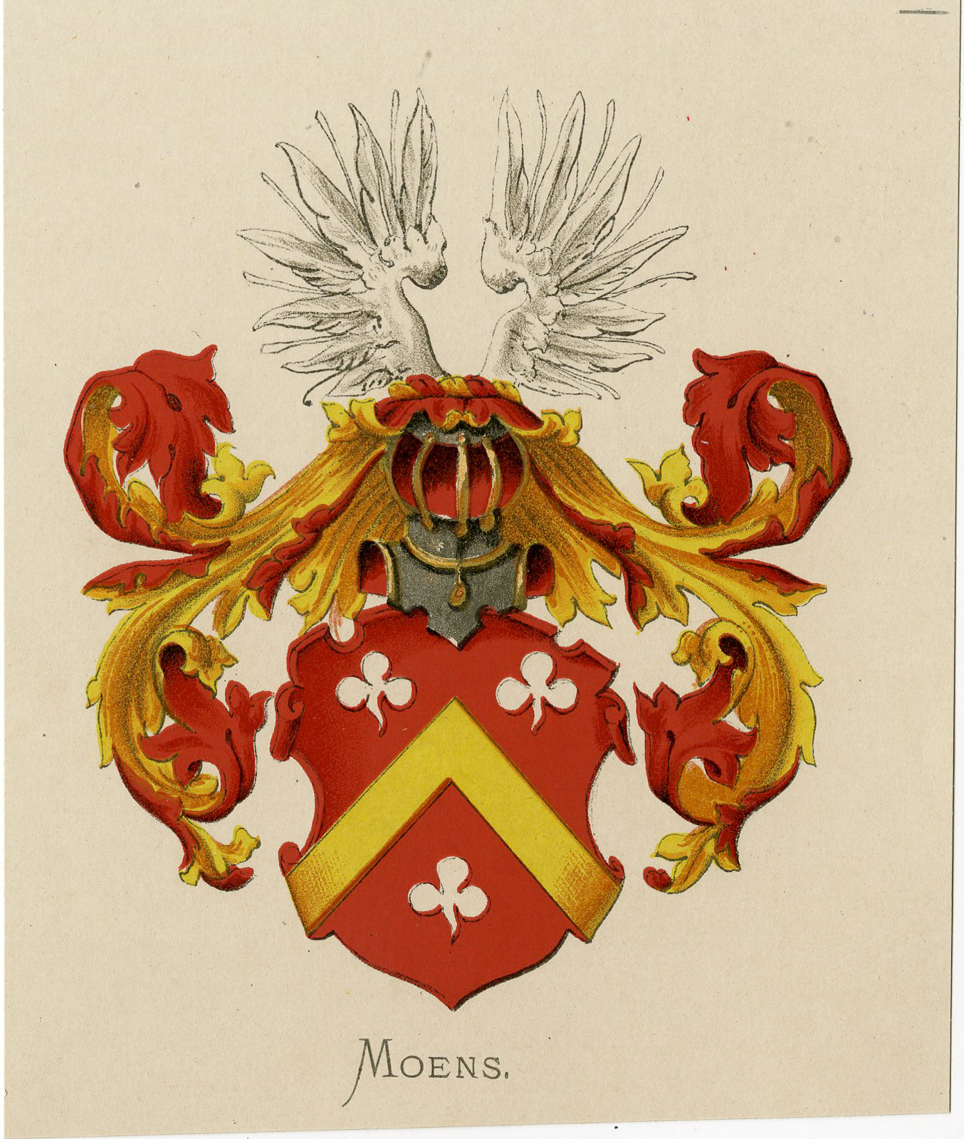 Antique Print - MOENS-COAT OF ARMS-FAMILY CREST-WENNING after ...