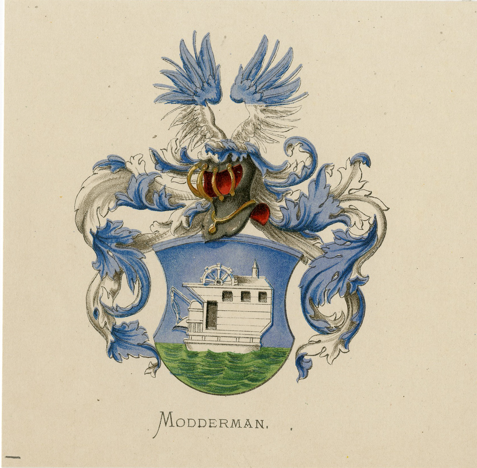 Antique Print - MODDERMAN-COAT OF ARMS-FAMILY CREST-WENNING after ...