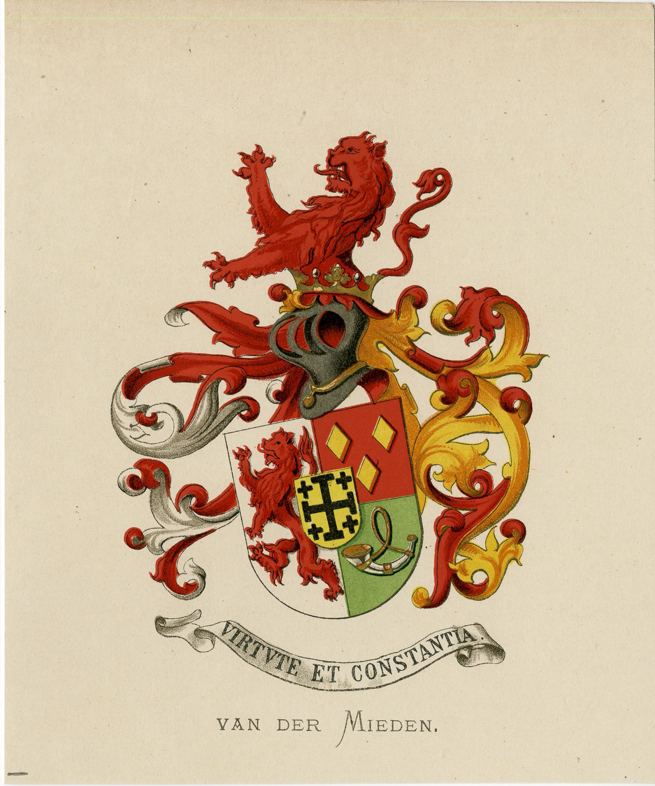 Antique Print - VAN DER MIEDEN-COAT OF ARMS-FAMILY CREST-WENNING after ...