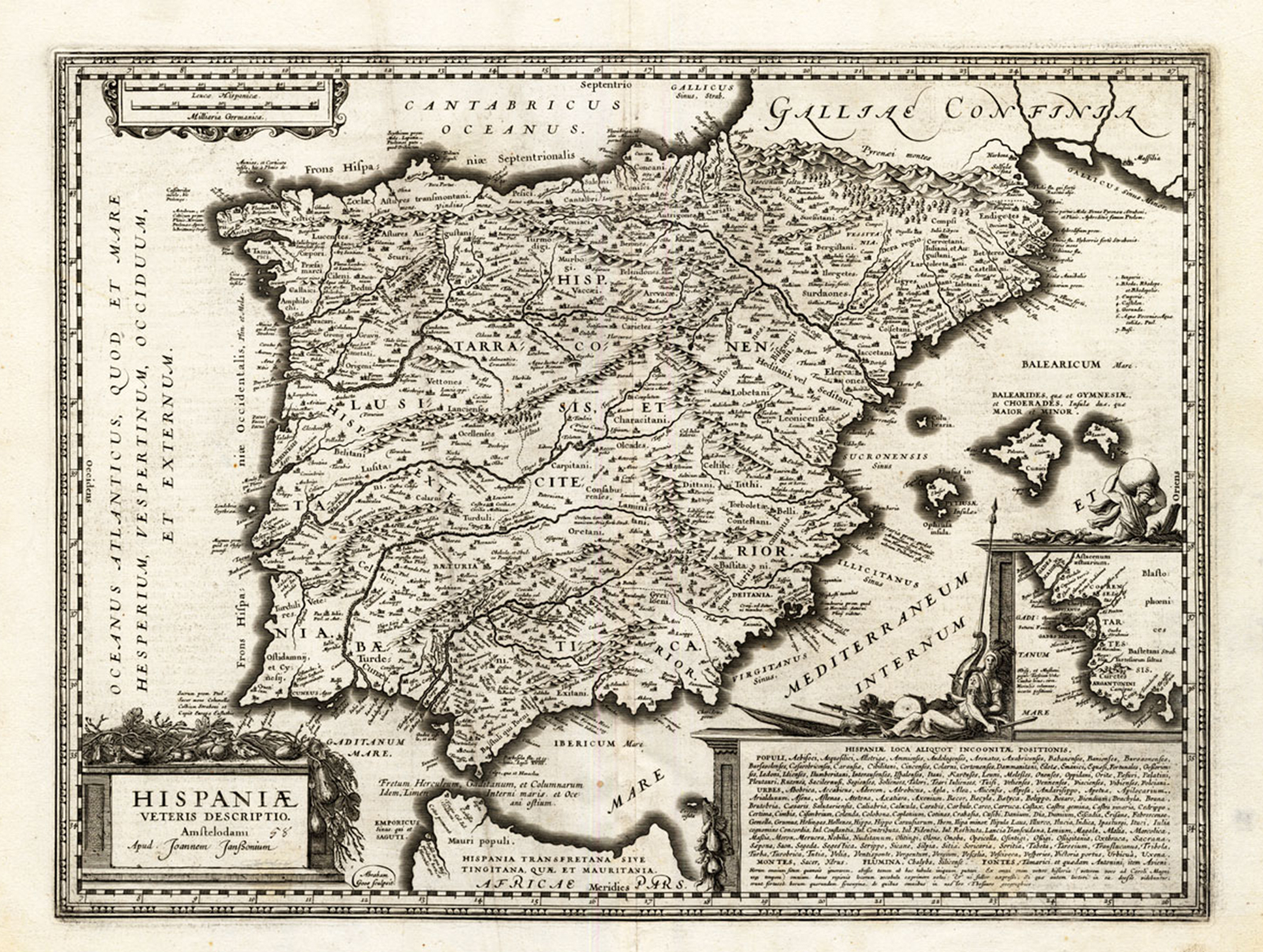 Antique Map-OLD SPAIN-Hondius-Janssonius-1633 · Pictura Antique Prints