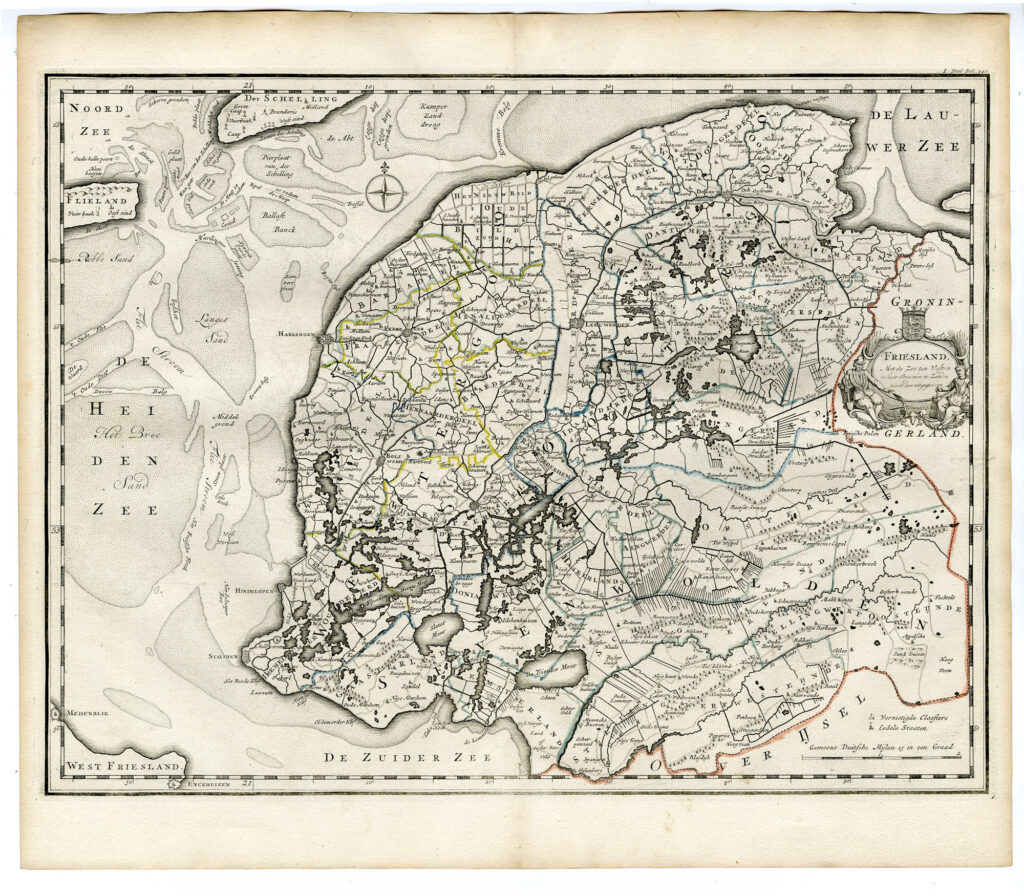 Antique Map-FRIESLAND-FRISIA-Halma-1725 · Pictura Antique Prints