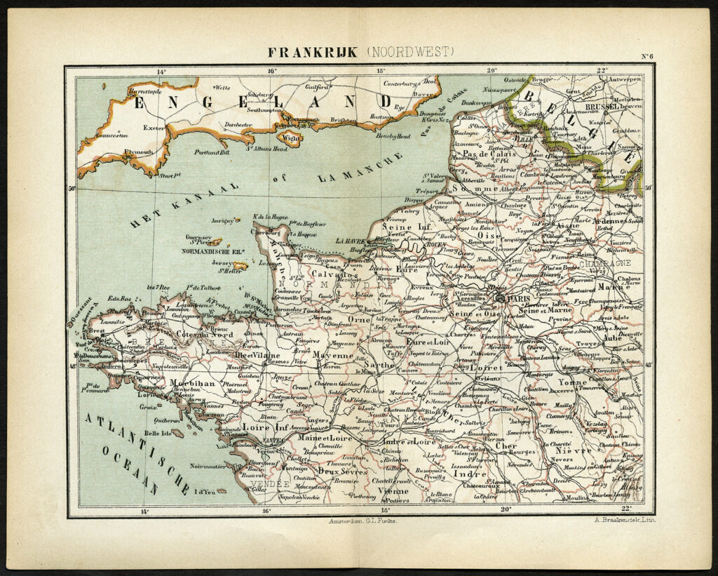Antique Map-FRANCE-NORTHWEST-NORMANDY-BRITTANY-CALAIS-PARIS-Jacob ...