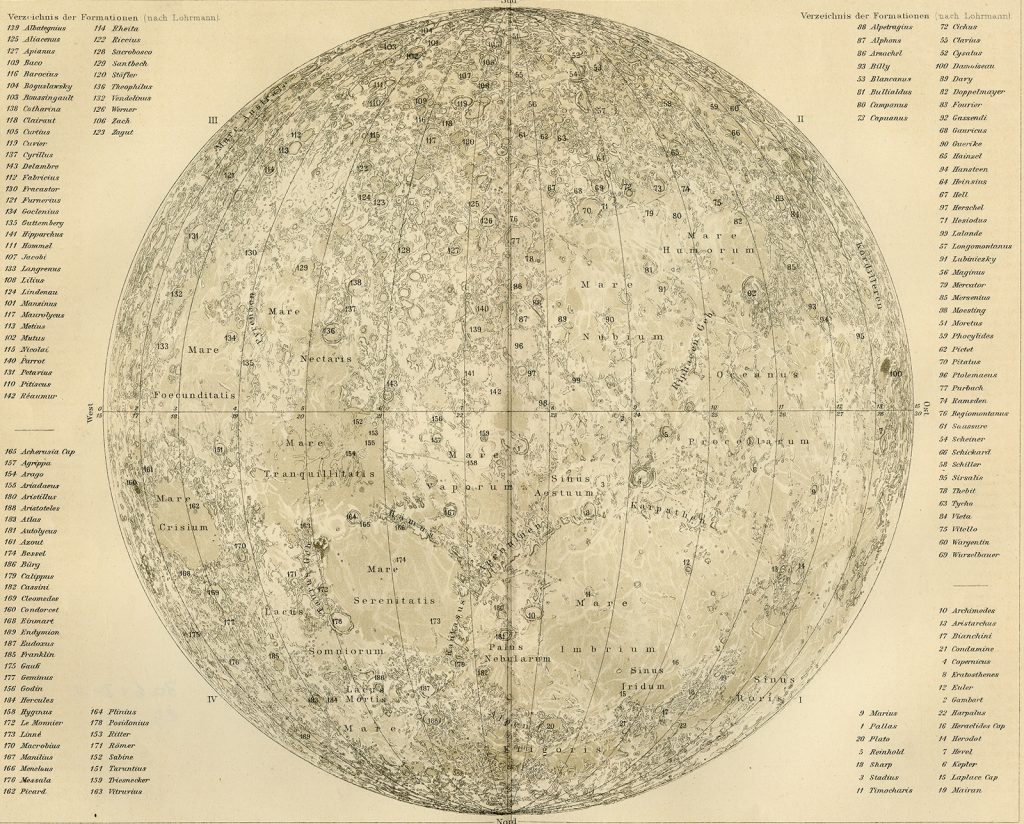 Antique Map-MOON-LUNAR MAP-Meyers-1895 · Pictura Antique Prints