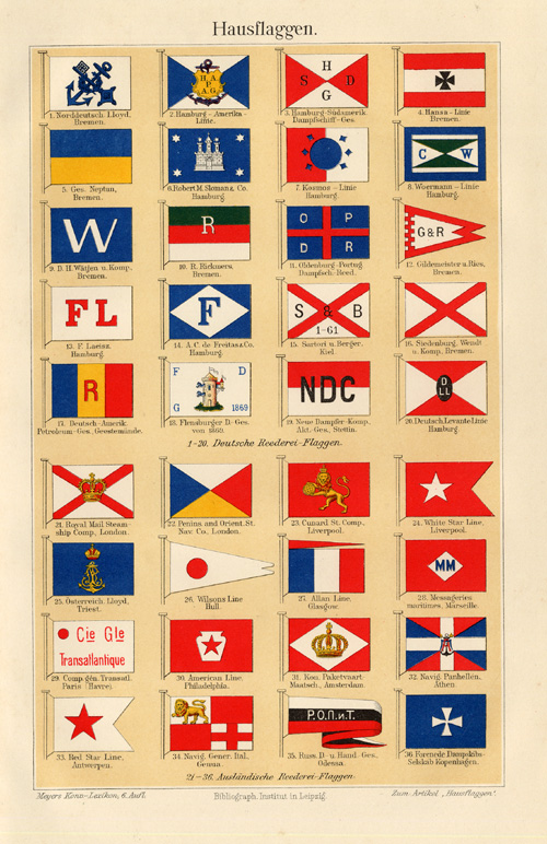 Antique Prints-HOUSE FLAGS-SHIPPING FLAGS-Meyers-1900 · Pictura Antique ...