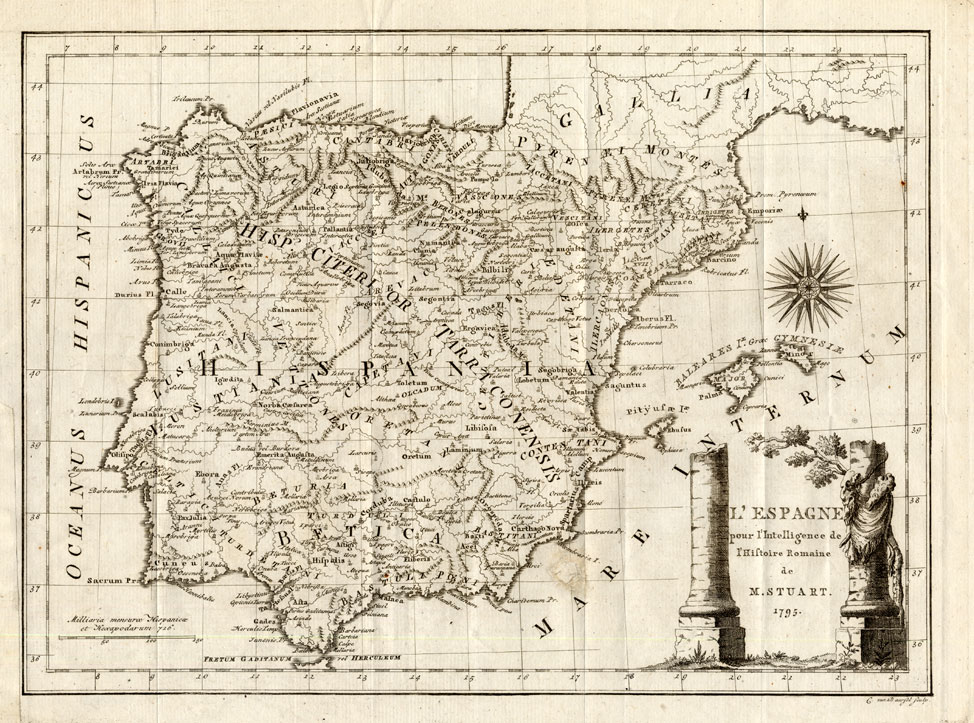 Antique Map-SPAIN-PORTUGAL-ROMAN-Stuart-1809 · Pictura Antique Prints