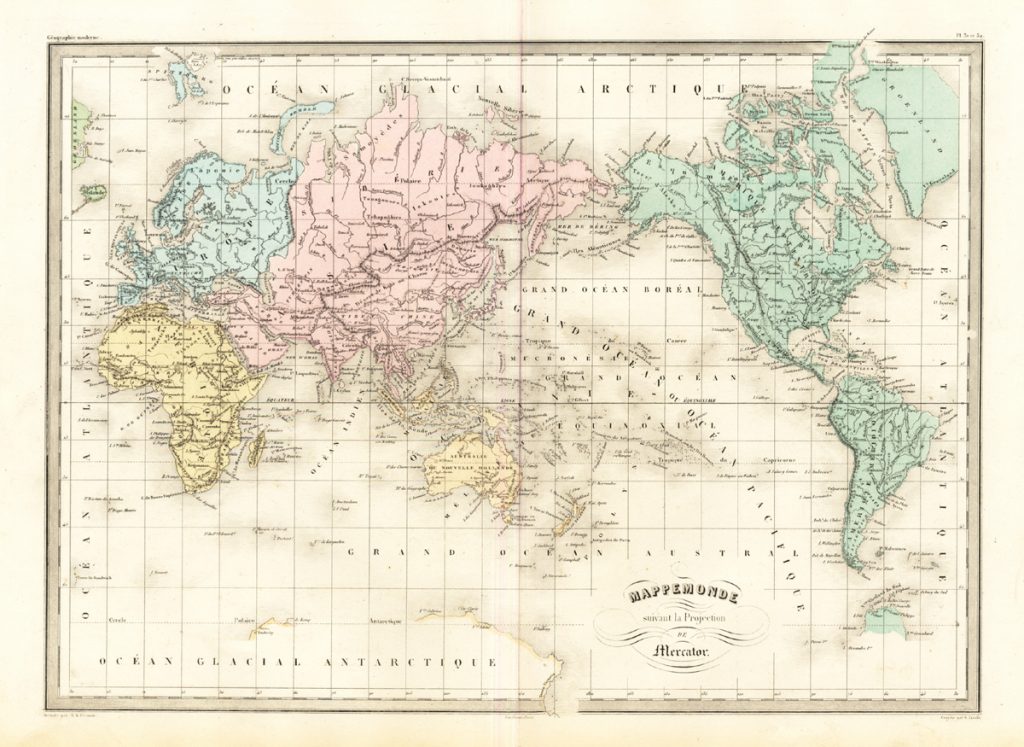 Antique Map-WORLD-MERCATOR PROJECTION-Malte-Brun-Sarrazin-1880 ...