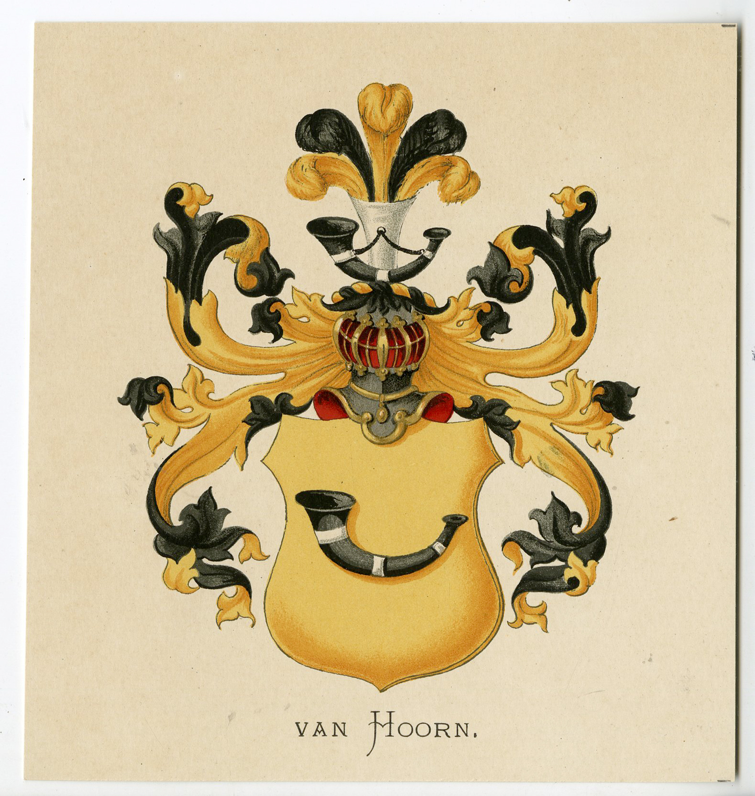 Antique Print-VAN HOORN-COAT OF ARMS-FAMILY CREST-Vorsterman-Wenning ...