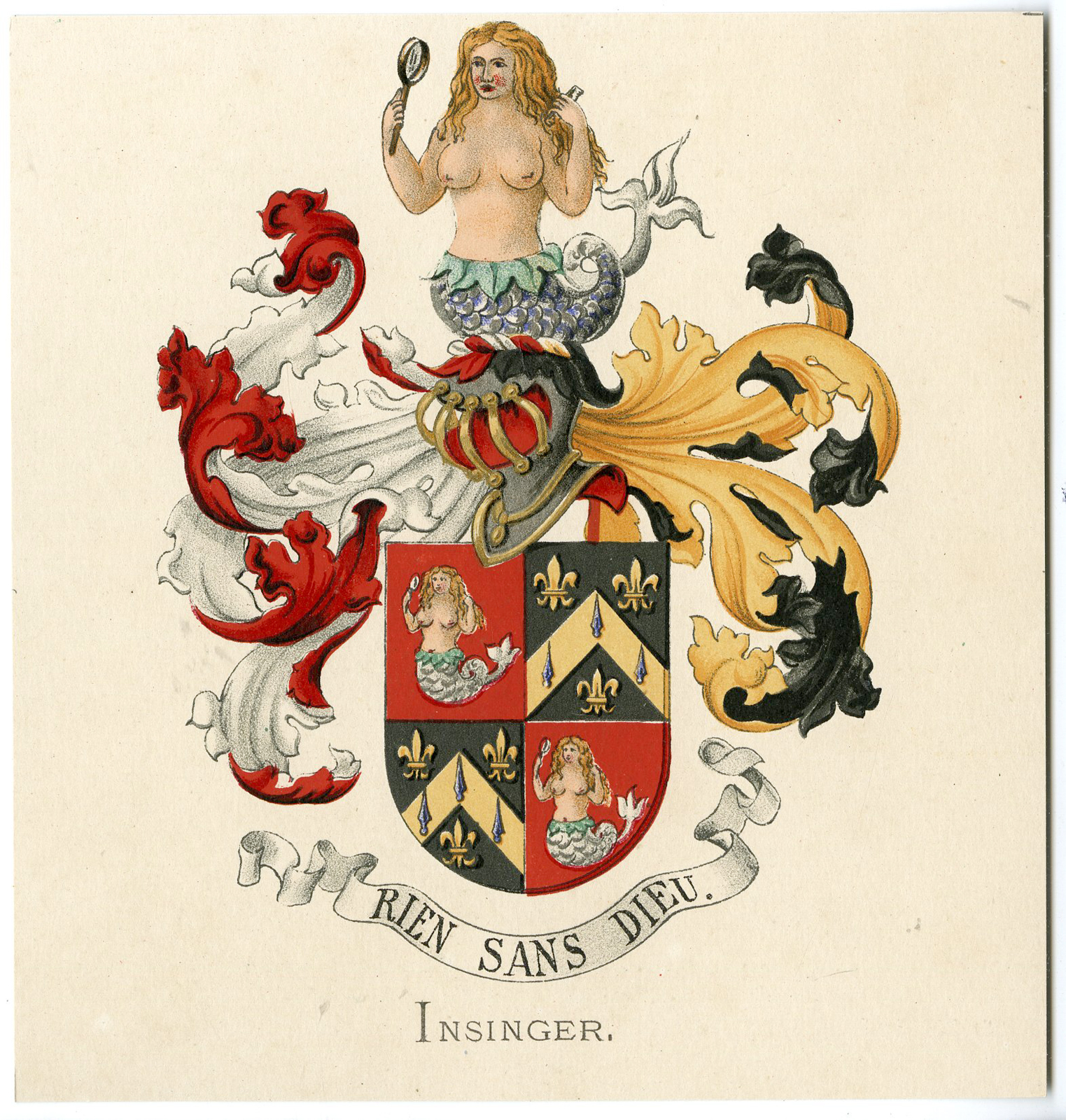Antique Print-INSINGER-COAT OF ARMS-FAMILY CREST-Vorsterman-Wenning ...
