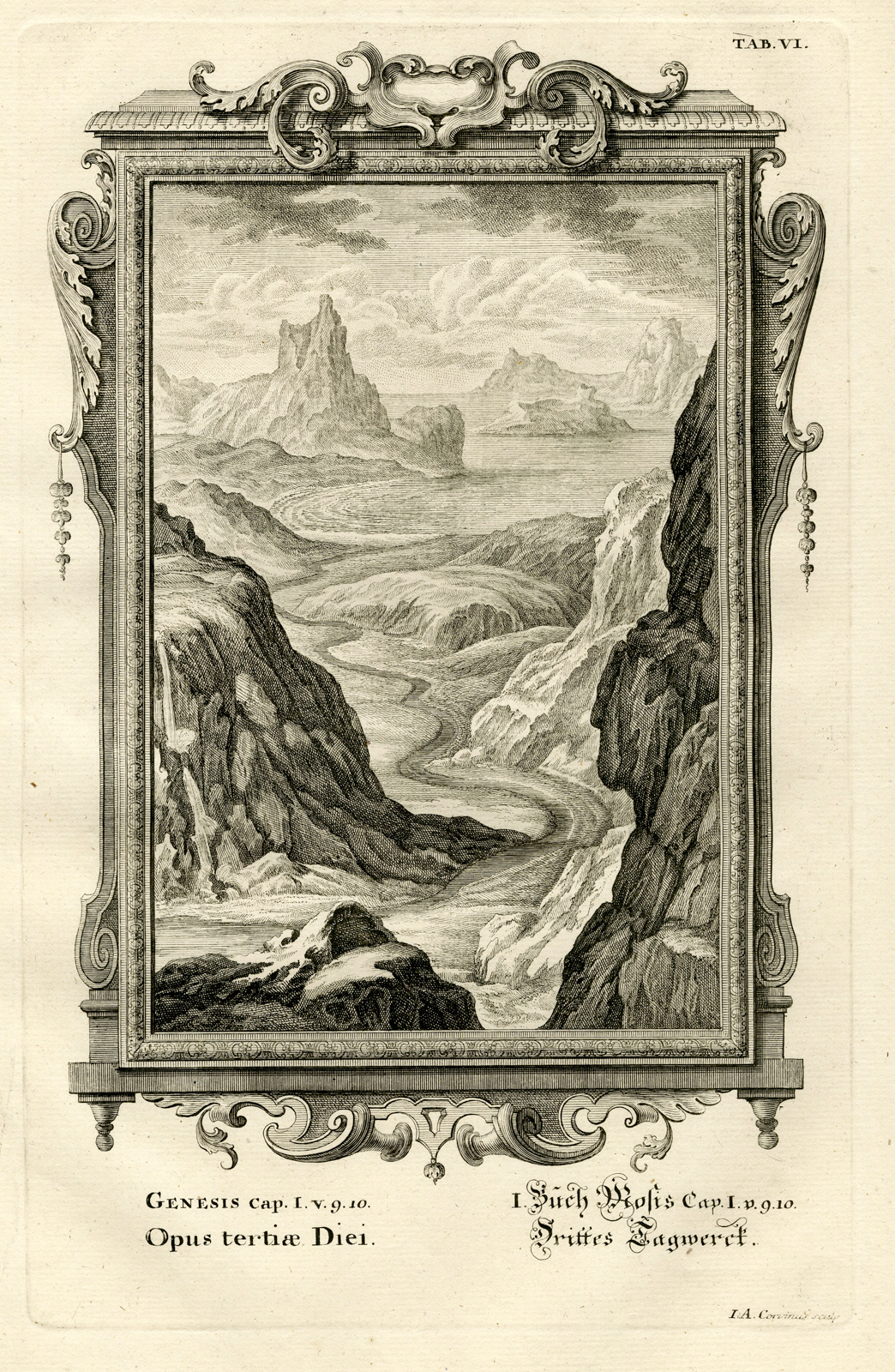 Antique Print-THE THIRD DAY OF CREATION-GENESIS-TAB.VI-Scheuchzer-c ...