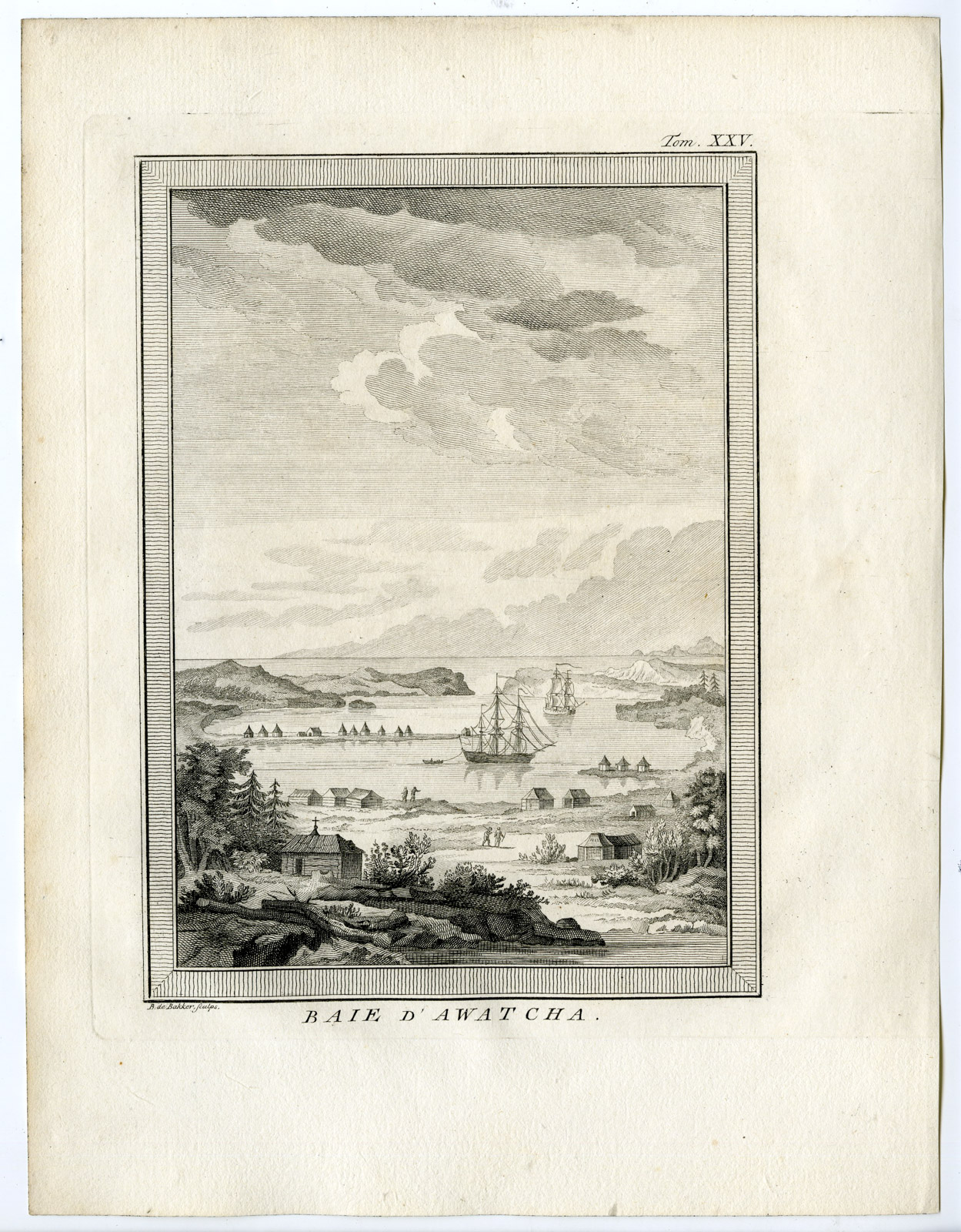 Antique Print-KAMCHATKA PENINSULA-RUSSIA-AVACHA BAY-SHIP-de Bakker ...