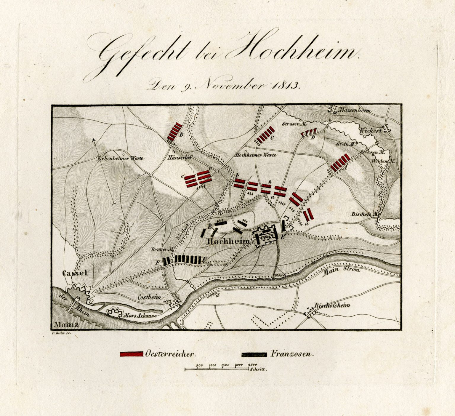 Antique Map-BATTLE OF HOCHHEIM-GERMANY-Biller-von Rothenburg-1837 ...