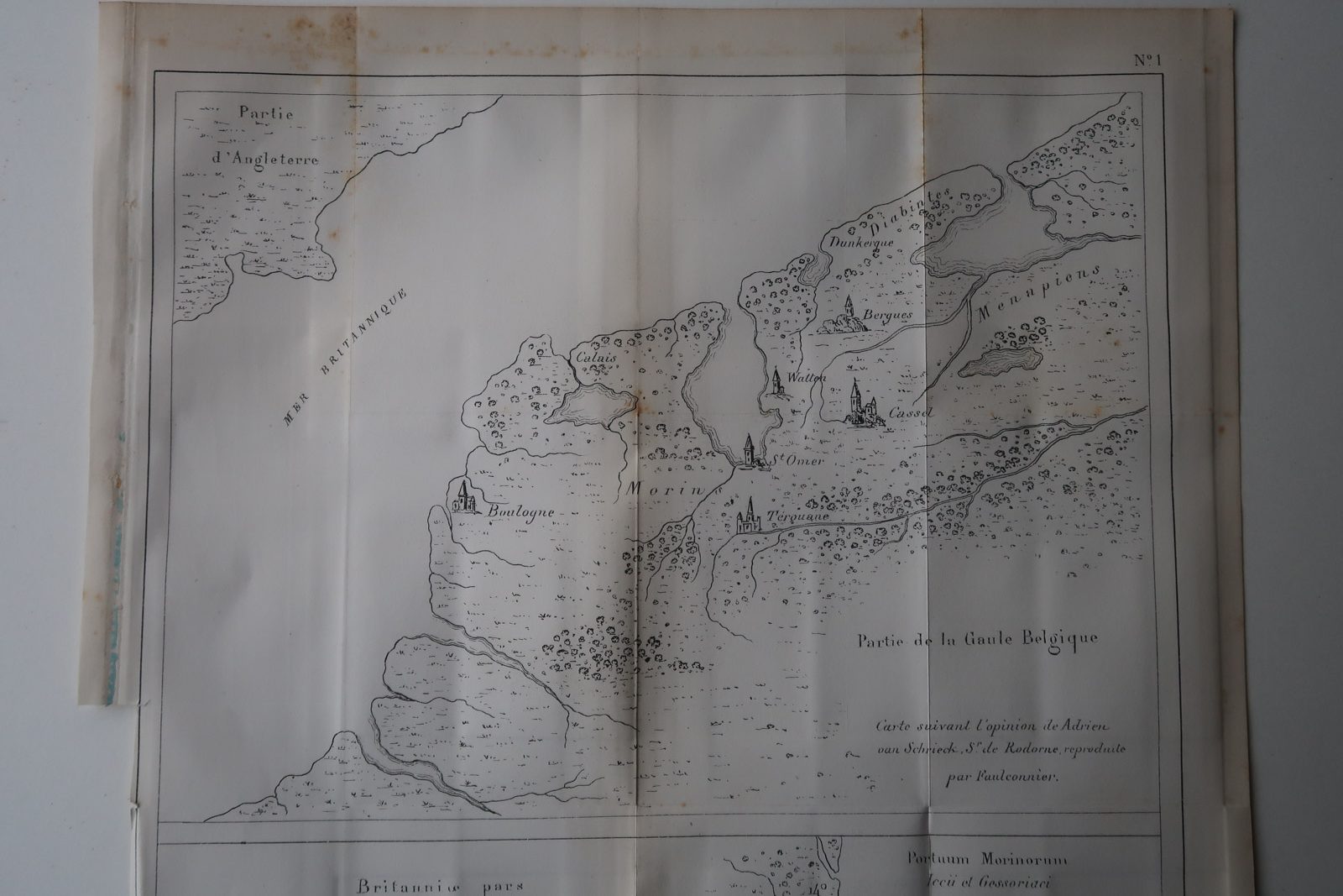 Antique Map-BELGIAN GAUL-FRANCE-DUNKIRK-VAN SCHRIECK-Revue Maritime ...