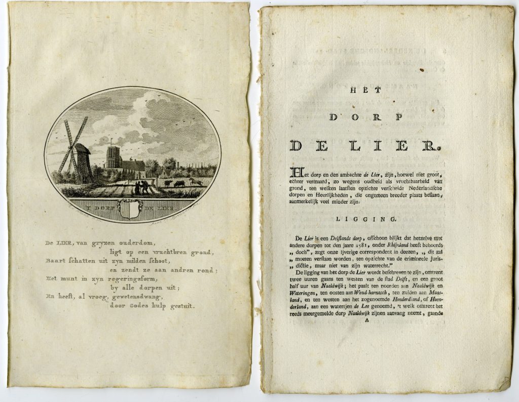 Antique Print-DE LIER-PANORAMIC VIEW-TEXT-Brouwer-Ollefen & Bakker-1793 ...
