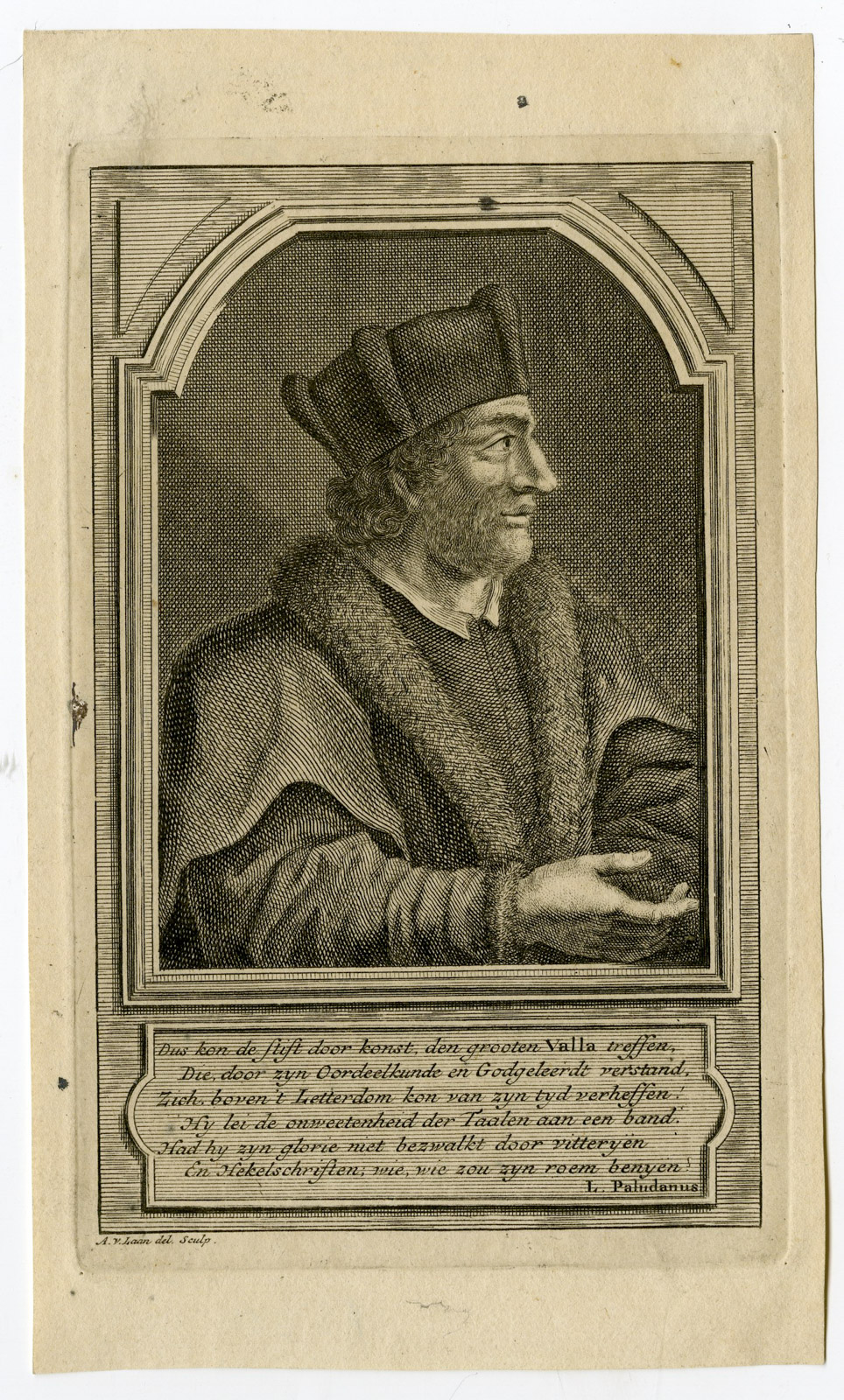 Antique Print-LORENZO VALLA-PORTRAIT-van Laan-c.1720 · Pictura Antique ...