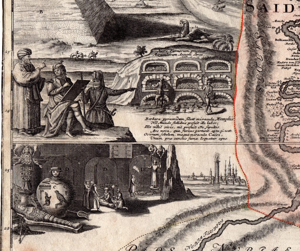 Antique Map-EGYPT-RIVER NILE-PYRAMIDS-SPHINX-Homann-1716 · Pictura ...
