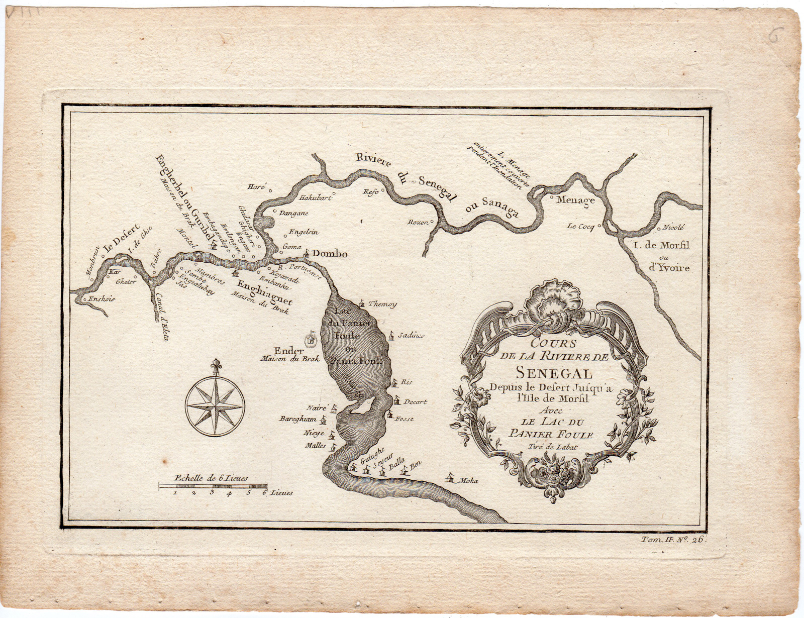Antique Map-AFRICA-SENEGAL RIVER-DESERT-MAURITANIA-SANAGA-Bellin ...