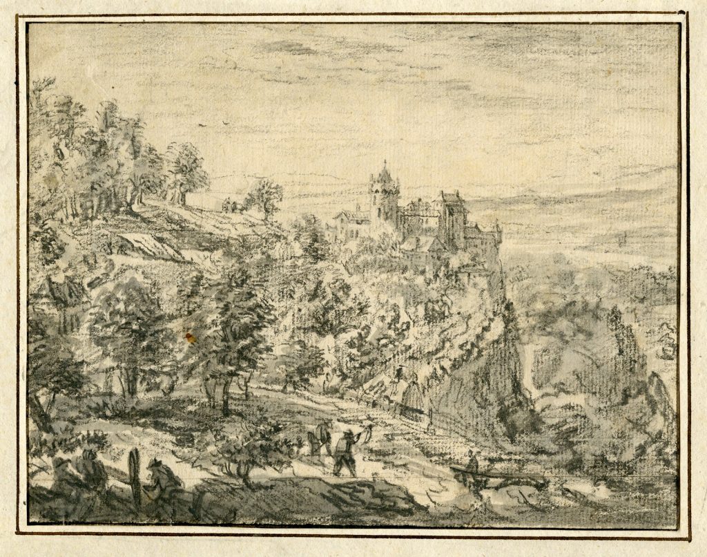 Antique Drawing-RHINE-CASTLE-VIEW-Anonymous-17th century · Pictura ...