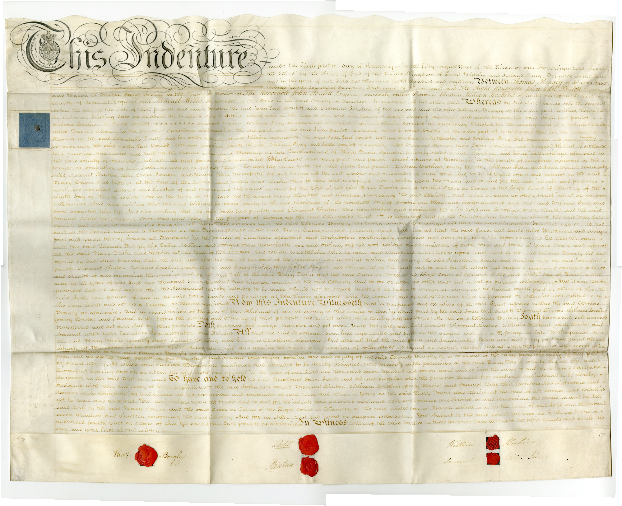Antique Drawing-INDENTURE-LEGAL-DOCUMENT-TWILT-PIGOLL-Anonymous-1794 ...