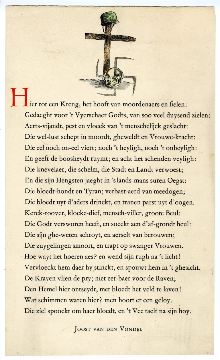 Antique Print-WWII-DUTCH-ANTI-NAZI-PROPAGANDA-VONDEL POEM-Anonymous ...