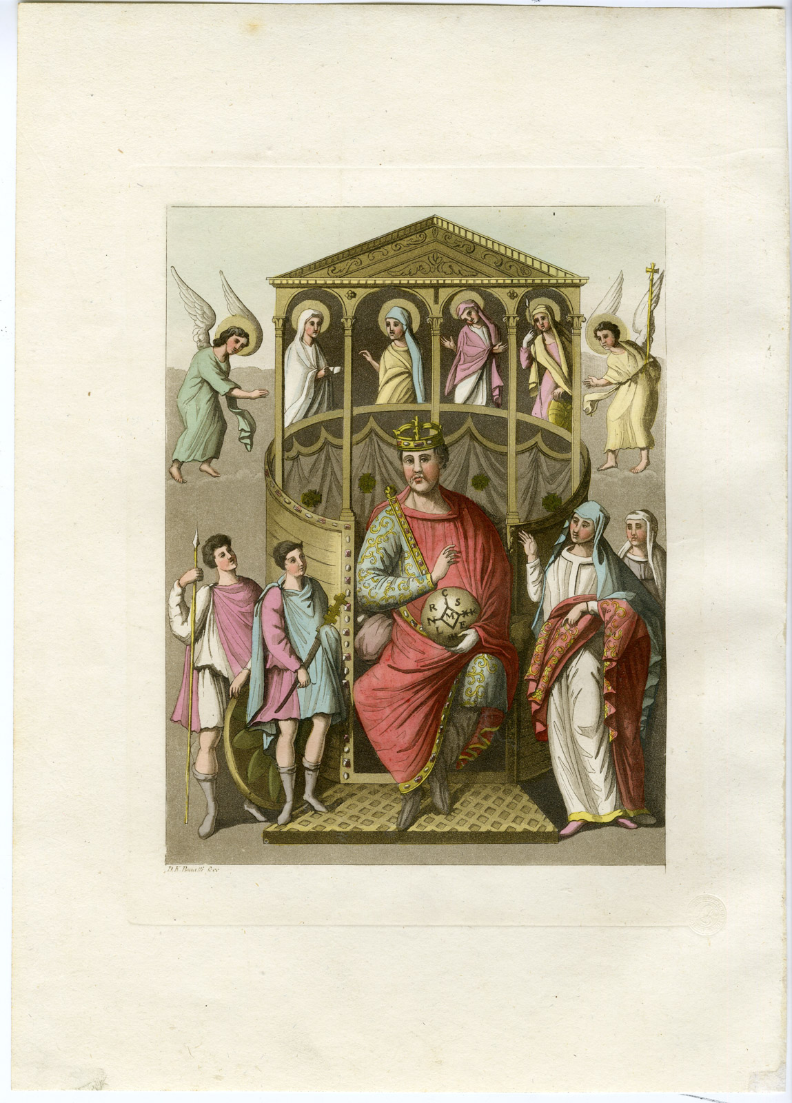 Antique Print-MURAL PAINTING-THRONE-KING-EMPEROR-ITALY-P.8-Bonatti ...