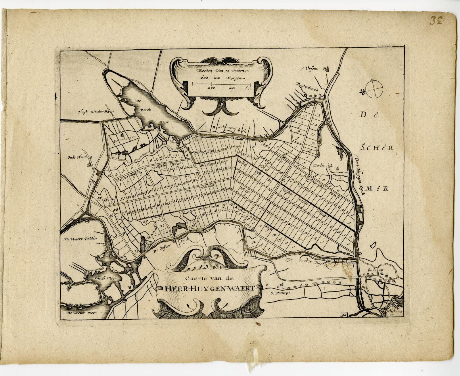 Rare-Antique Map-HEERHUGOWAARD-POLDER-NETHERLANDS-NOORD HOLLAND-Colom-c ...