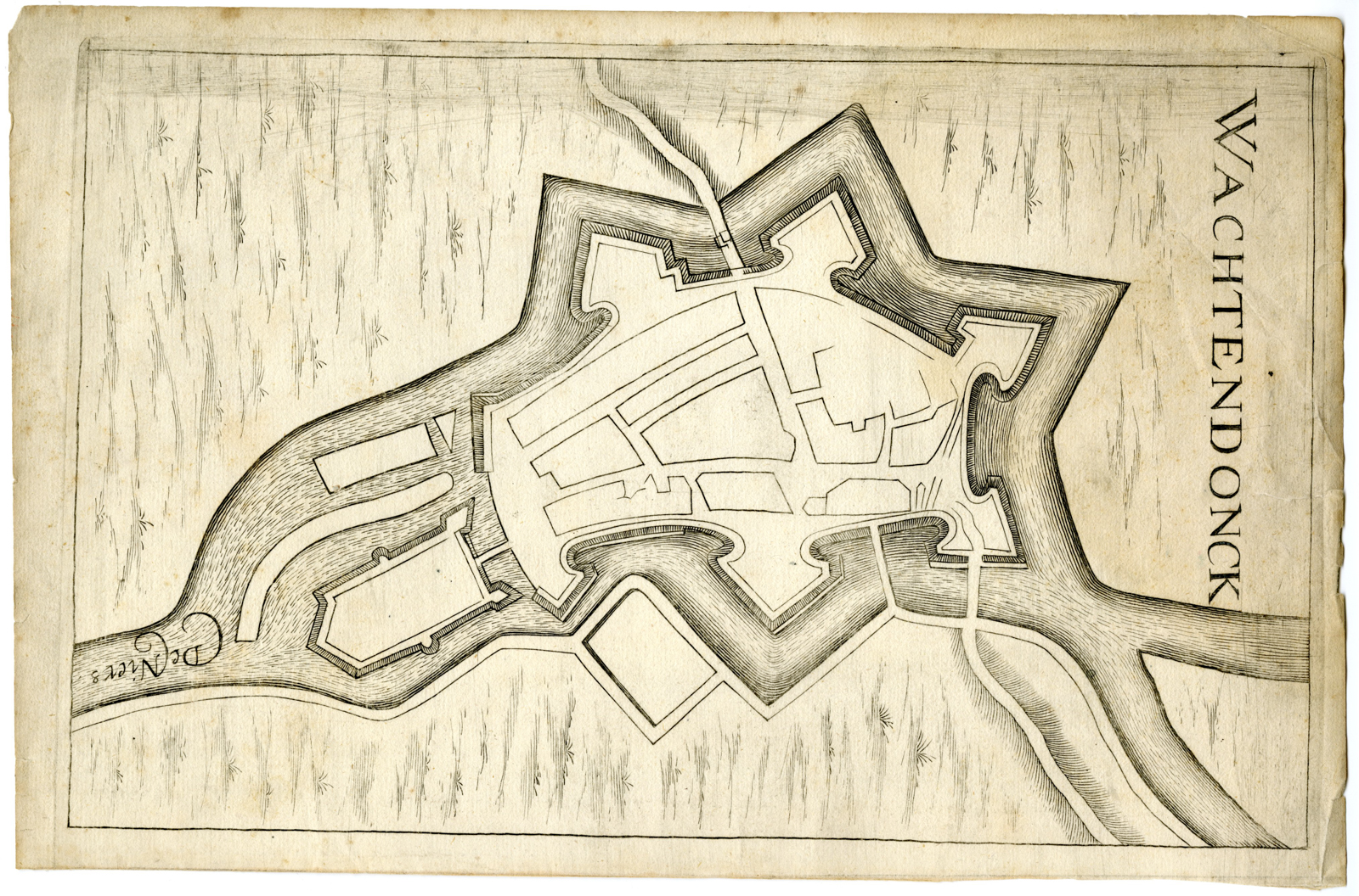 Antique Map-WACHTENDONK-PLAN-FORTRESS-GERMANY-Gualdo Priorato-1683 ...