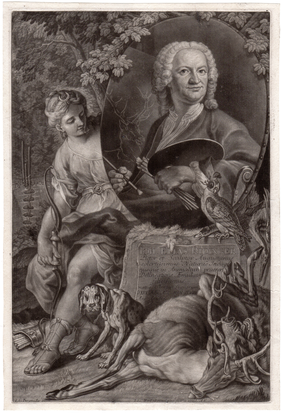 Antique Master Print-JOHAN ELIAS RIDINGER-PORTRAIT-Haid-Bergmuller-c ...