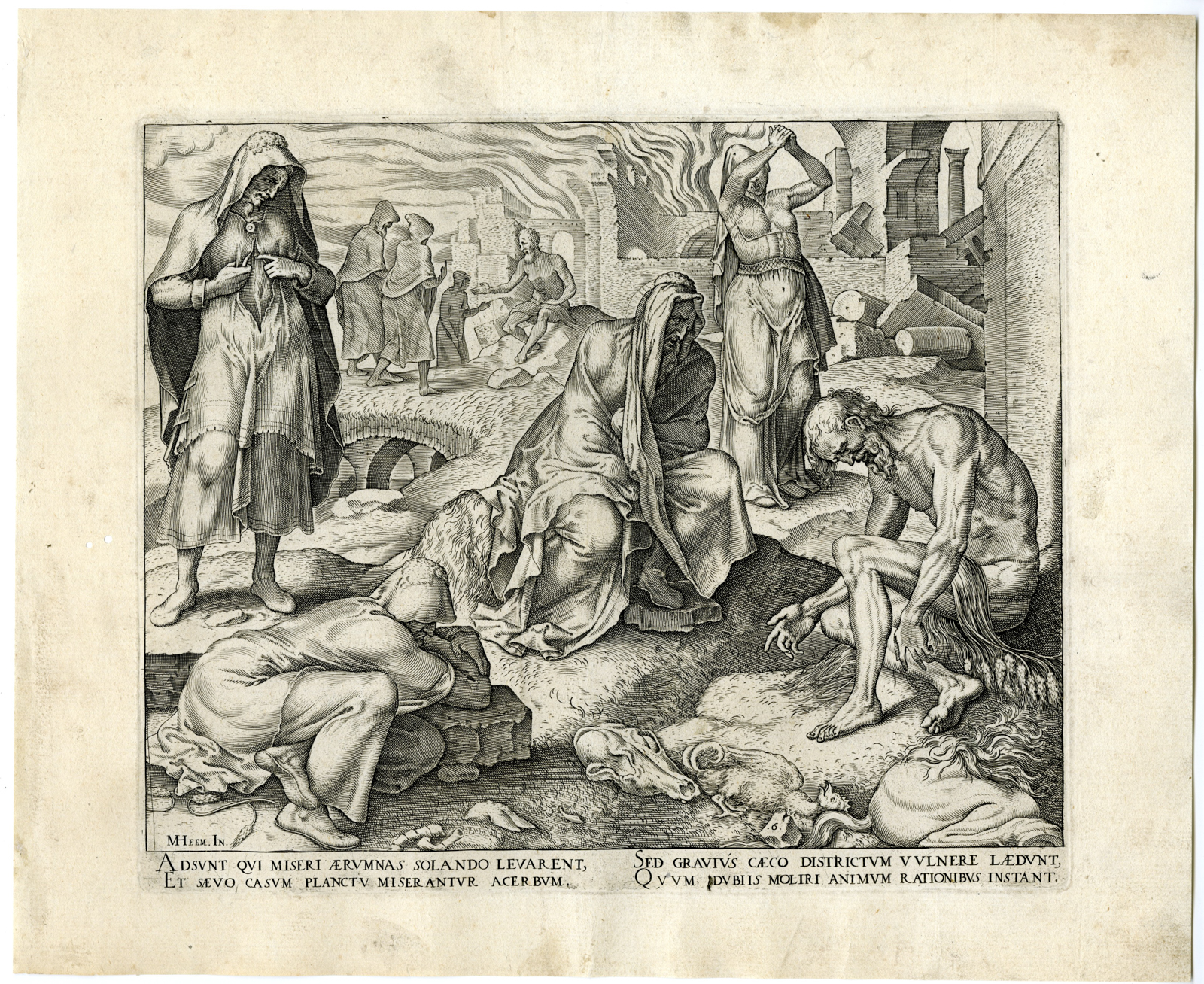 8-Antique Master Prints-STORY OF JOB-COMPLETE SERIES-Galle-Heemskerck ...